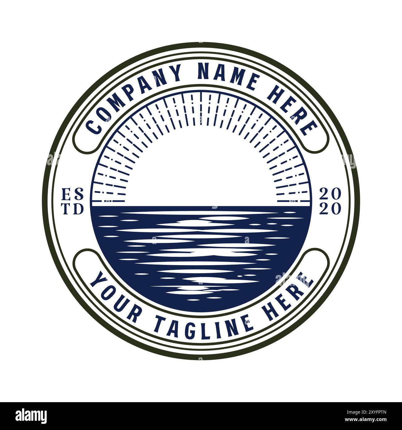 Sunset Sunrise Sea Ocean Beach Badge Emblem Label Design Vector Stock ...