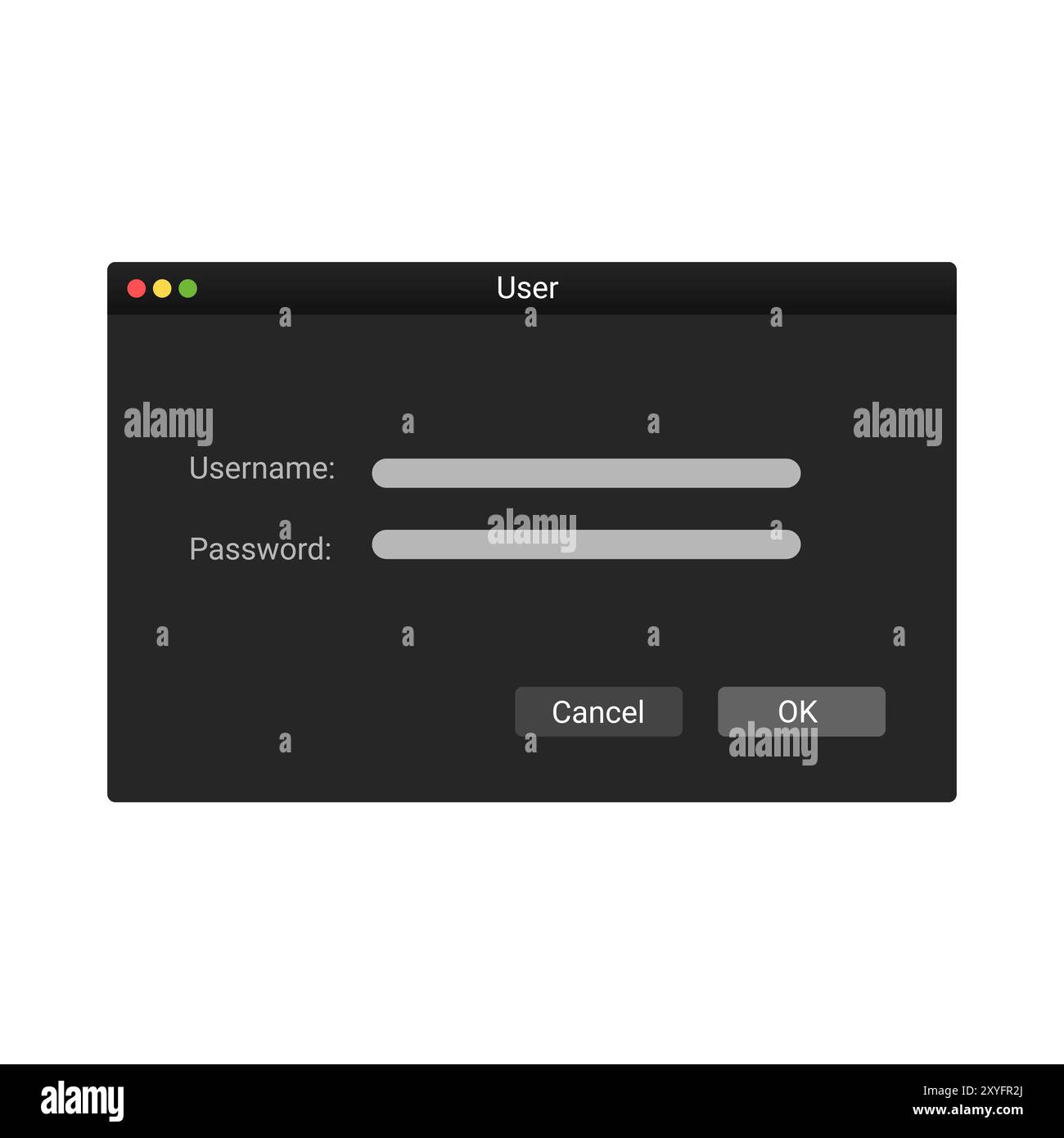 User interface panel with password in modern style with black colors ...