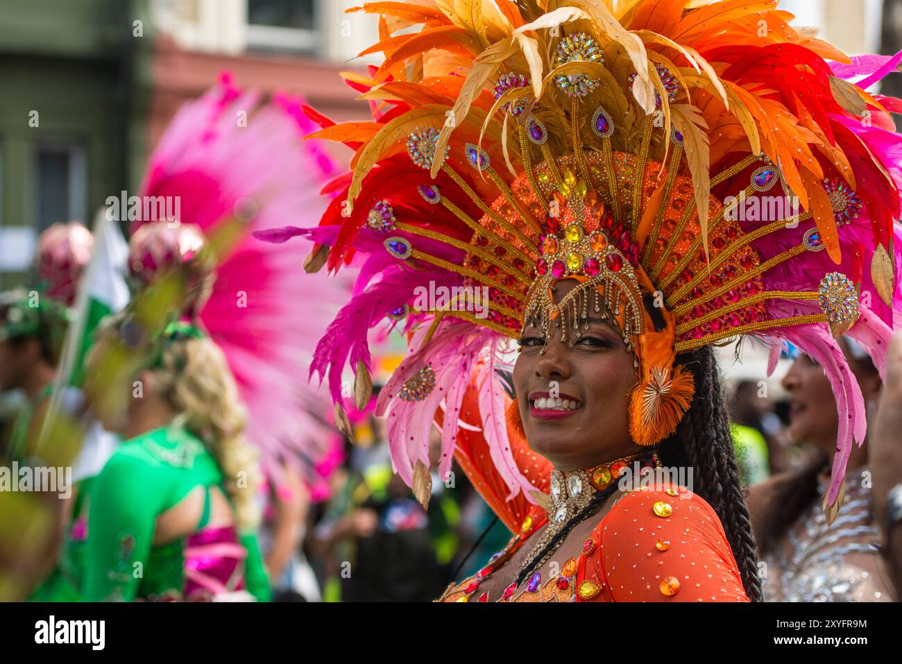 Showtime at the annual Notting Hill Carnival as elaborately dressed ...