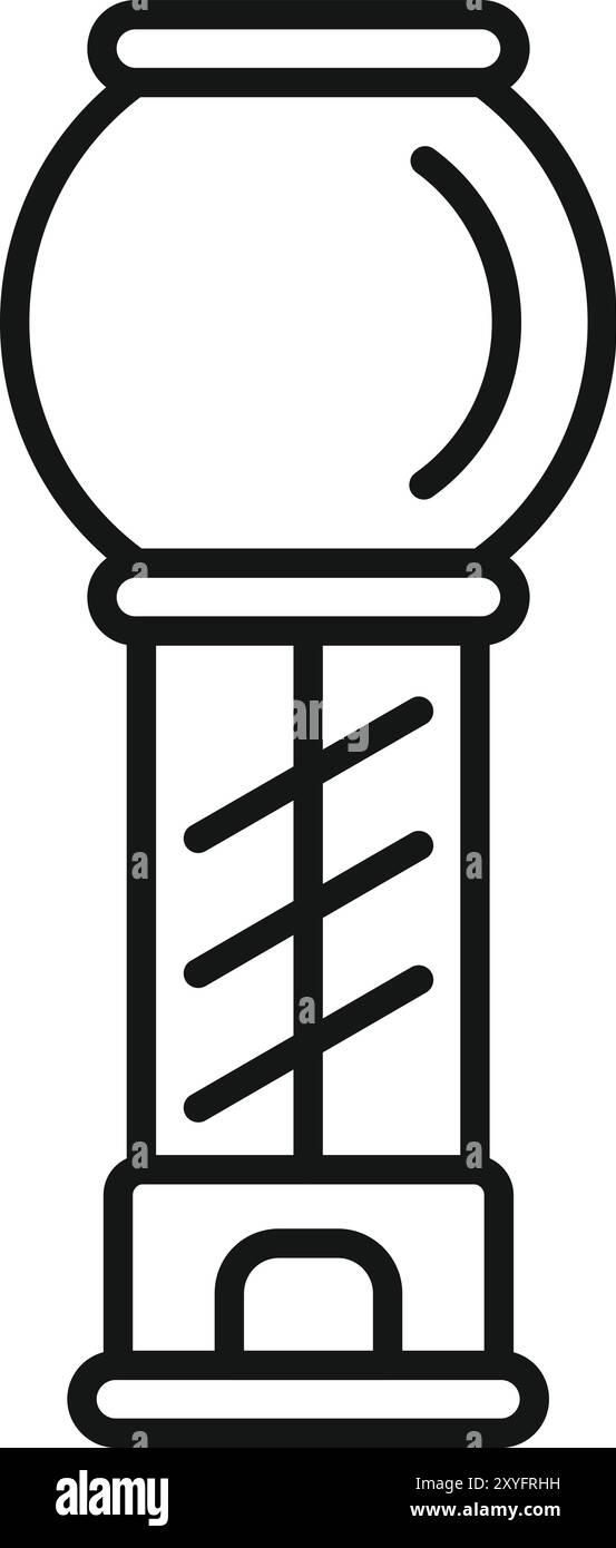 Line drawing of a gumball vending machine dispensing candy, isolated on ...