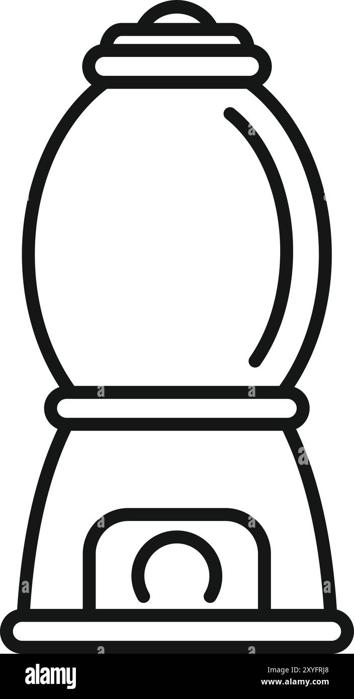 Bubble gum machine with dispenser for sale icon, amusement park equipment thin line vector ...