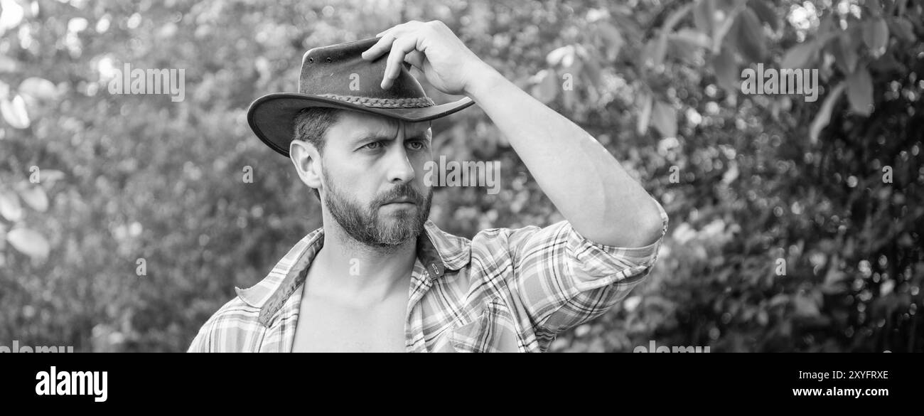 caucasian cowboy man rancher. cowboy man rancher in hat. cowboy man ...