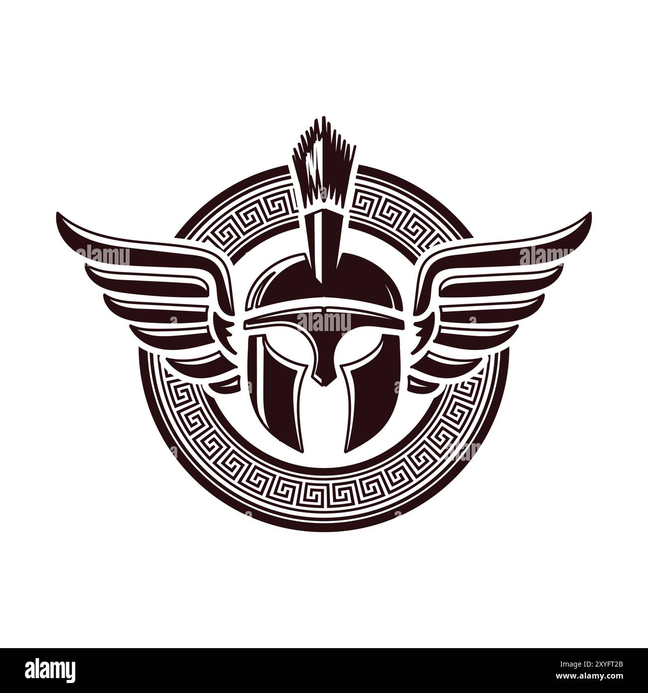 Greek Spartan or Roman Knight War Helmet with Circular Ornament Symbol ...