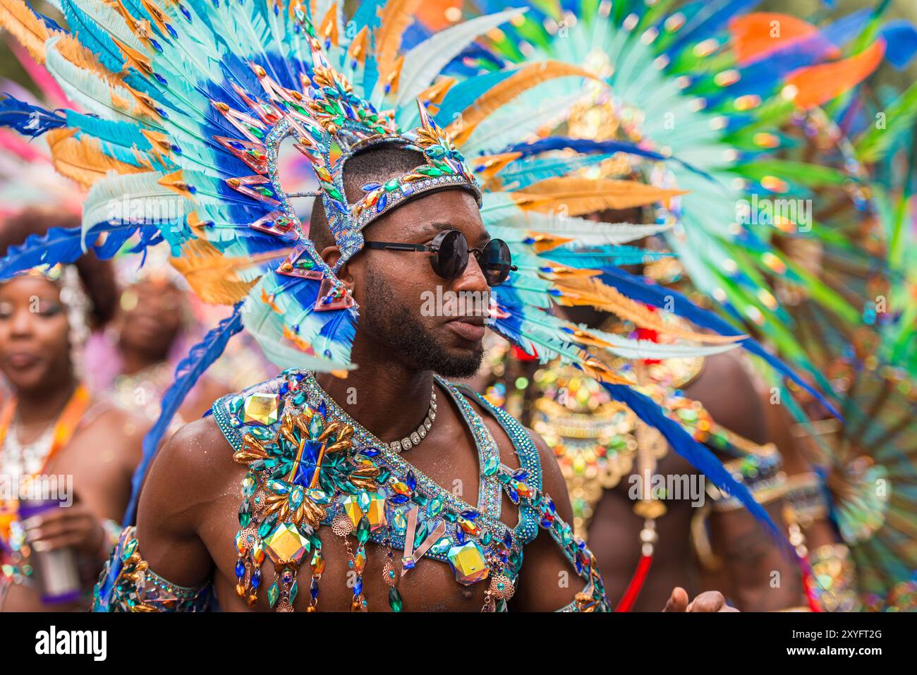 Showtime at the annual Notting Hill Carnival as elaborately dressed ...
