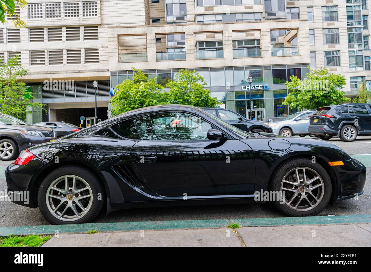 New York City, USA - May 11, 2024: 2011 Porsche Cayman. Black Porsche ...