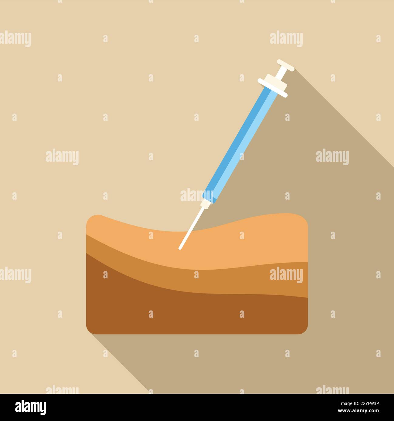 This illustration shows a medical syringe injecting serum into skin ...