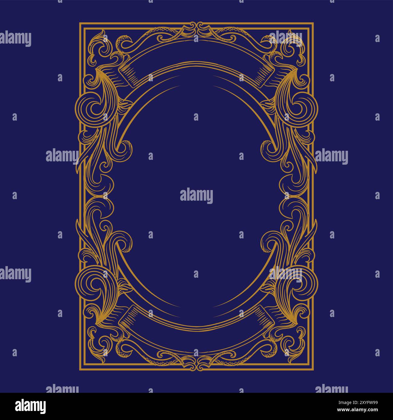 Vintage Square Royal Border Frame with Golden Art Deco Ornaments on ...