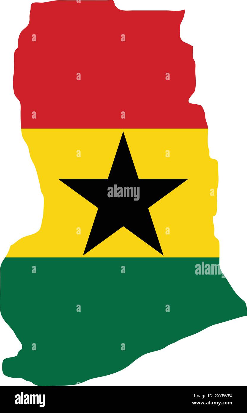 Ghana Flag in Map, Ghana Map with Flag, Country Map, Ghana Map with Flag, Nation Flag Ghana ...