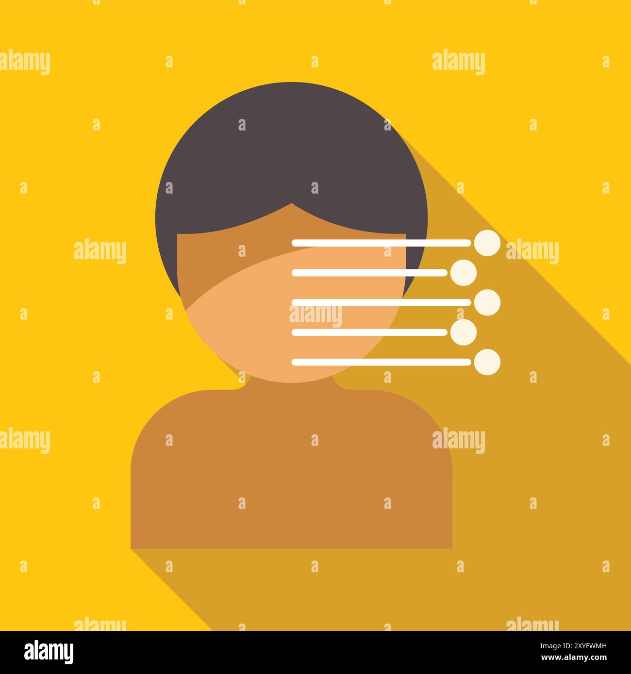 This vector illustration features a facial recognition system scanning ...