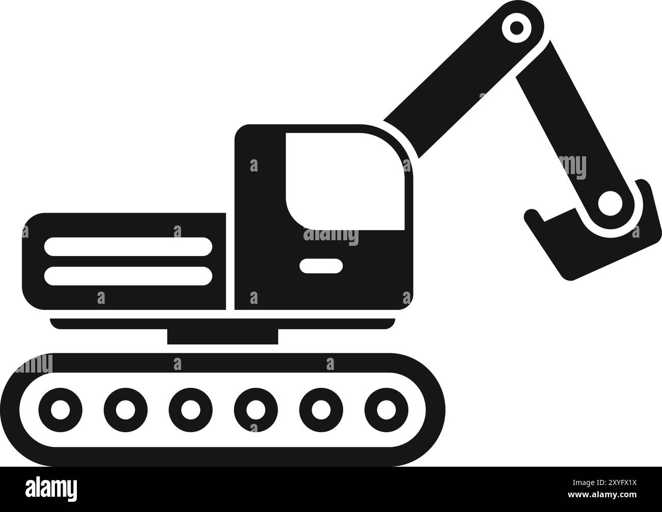 This is a crawler excavator operating with its extendable arm Stock ...