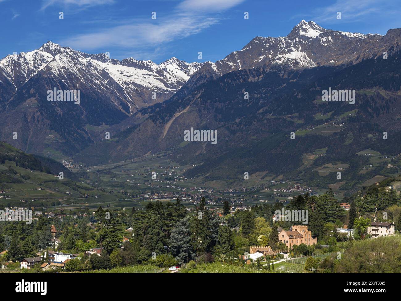 View from Trauttmansdorff Castle, Merano, South Tyrol Stock Photo - Alamy