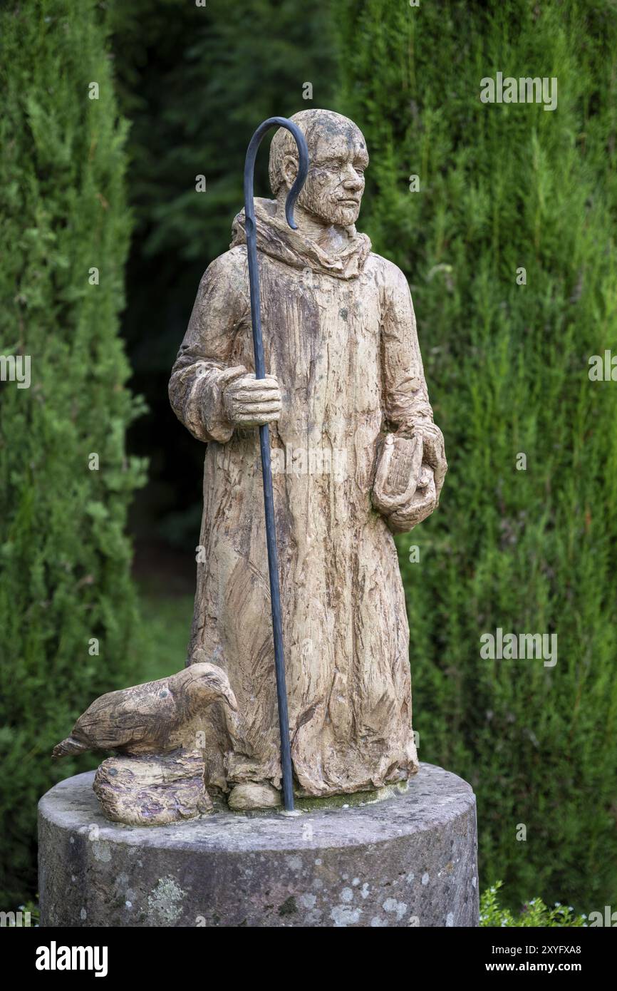 Sculpture of Benedict of Nursia in the monastery garden of the former ...