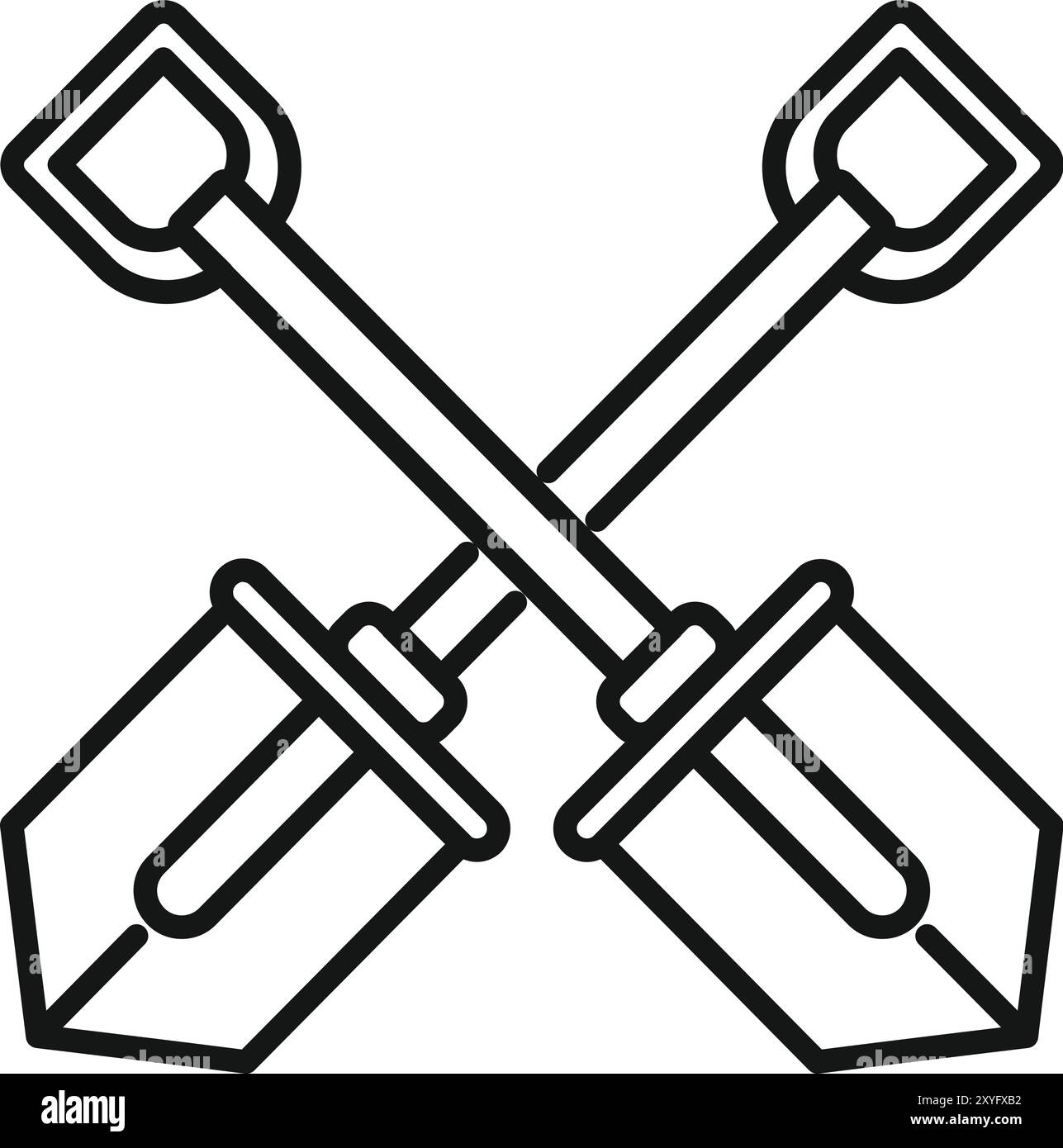 Two crossed shovels forming an x shape, a symbol for construction ...