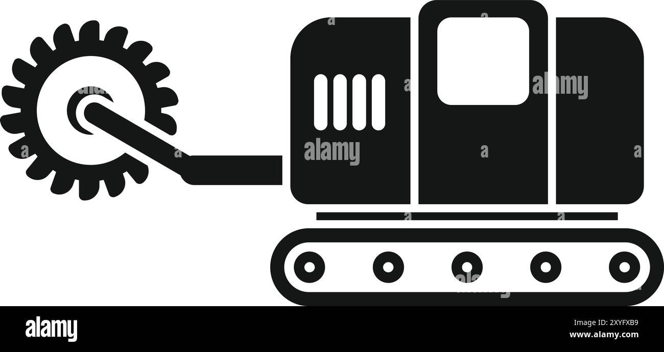 Tree stump remover machine cutting tree root icon in simple style on a ...