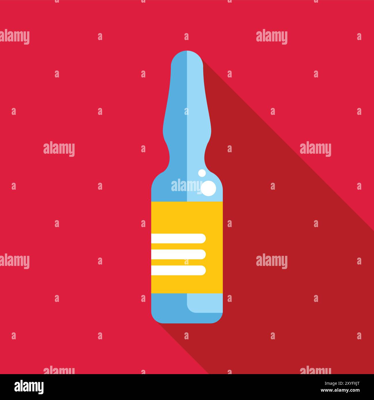 Medical glass ampoule with medication for injection casting a long ...