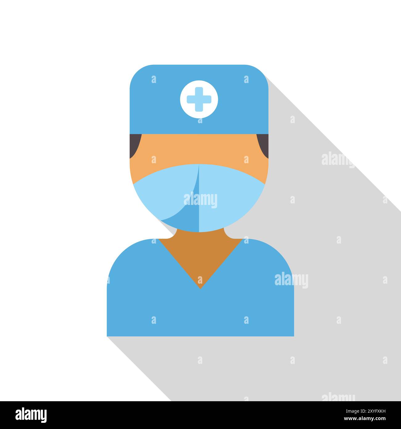 Doctor wearing a mask and a cap with a cross, simple avatar icon of ...