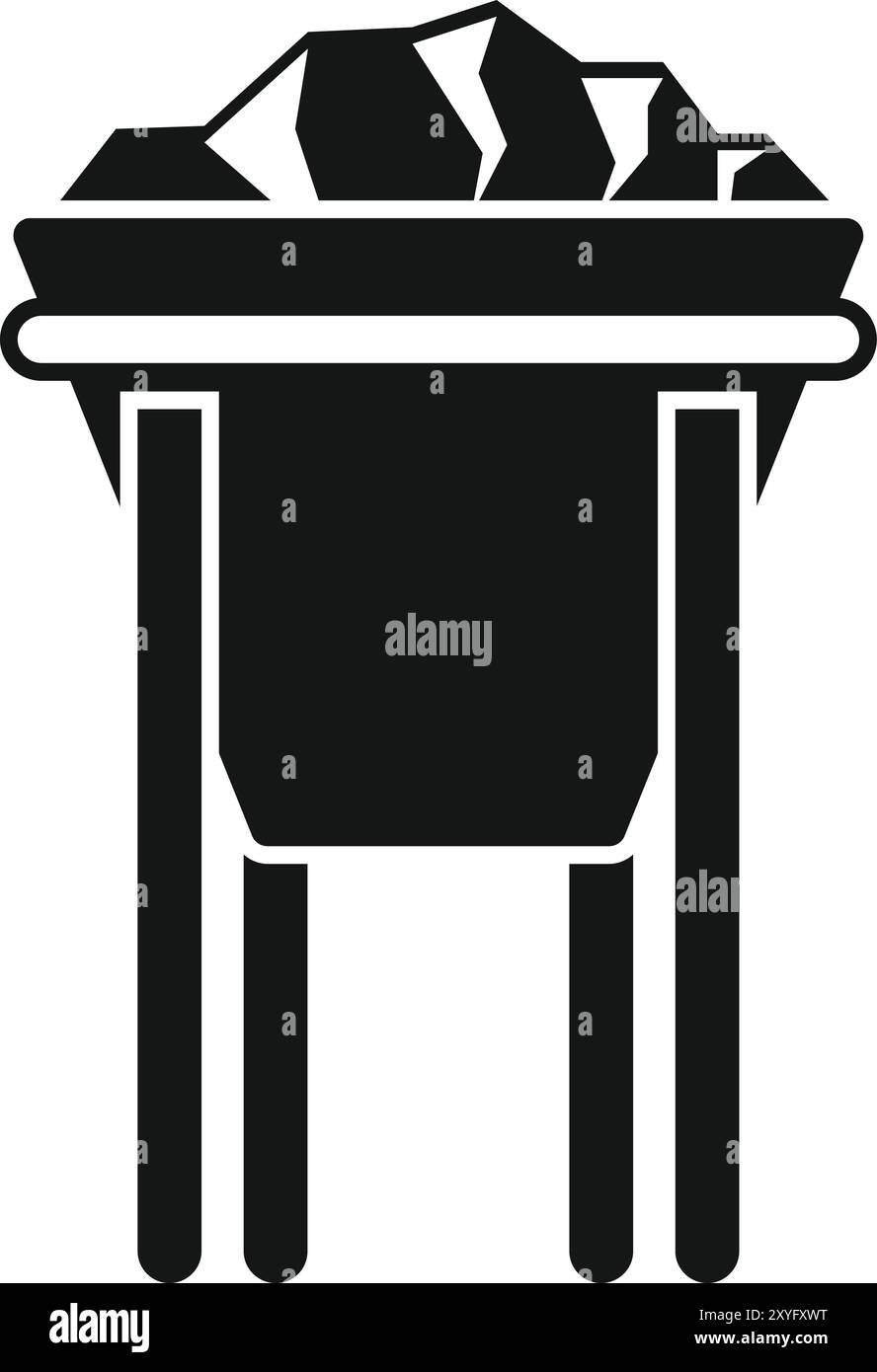 Black silhouette of a mining cart full of coal, a symbol of heavy ...