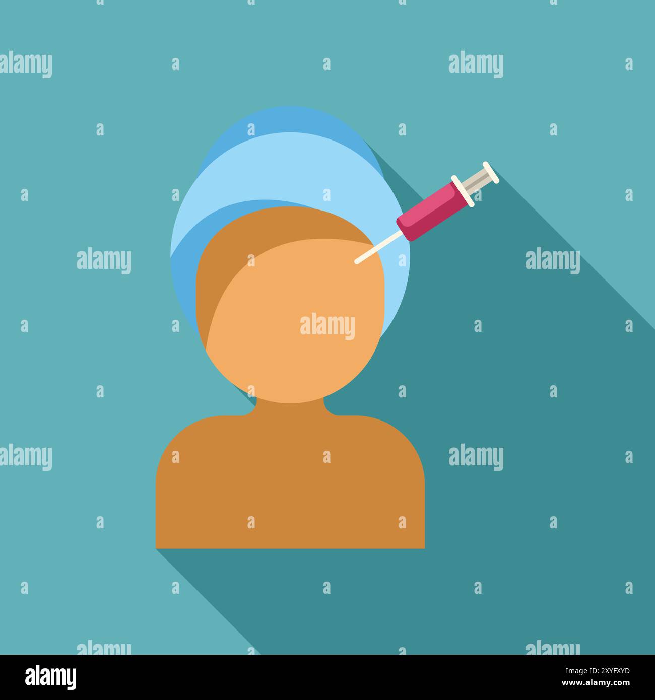 Patient is receiving a botulinum toxin injection in the forehead for ...