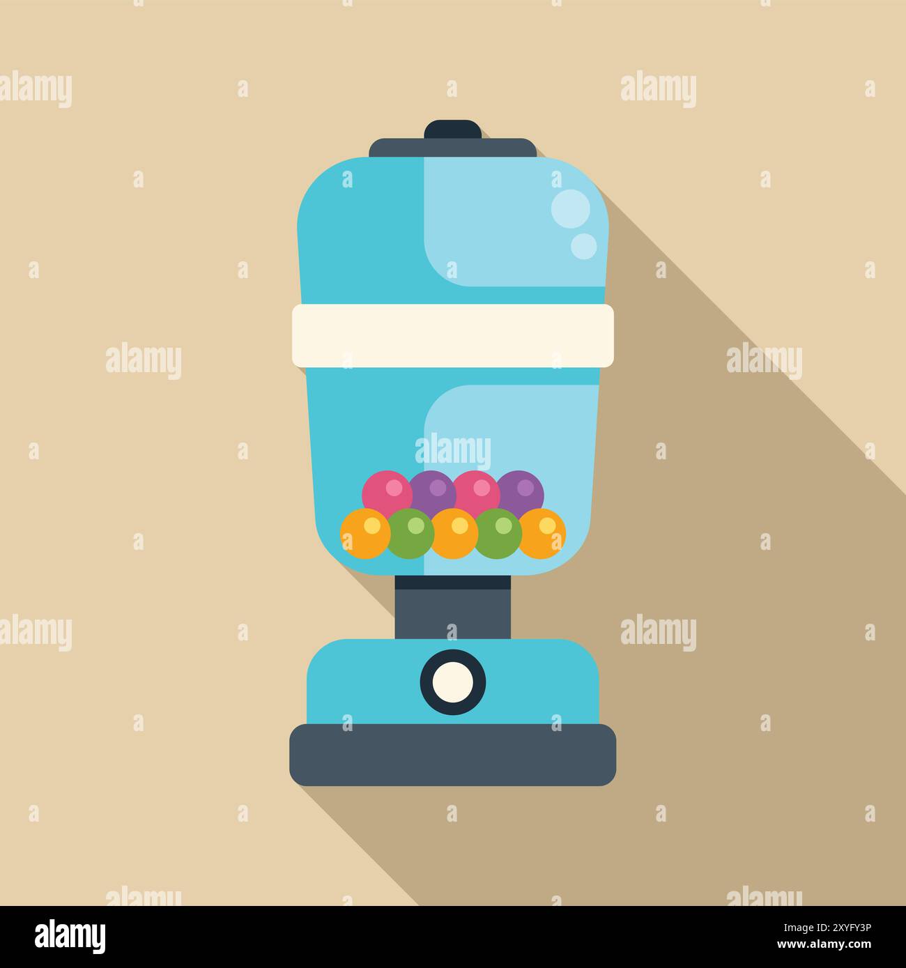 Blue bubble gum vending machine dispensing colorful chewing gum balls ...