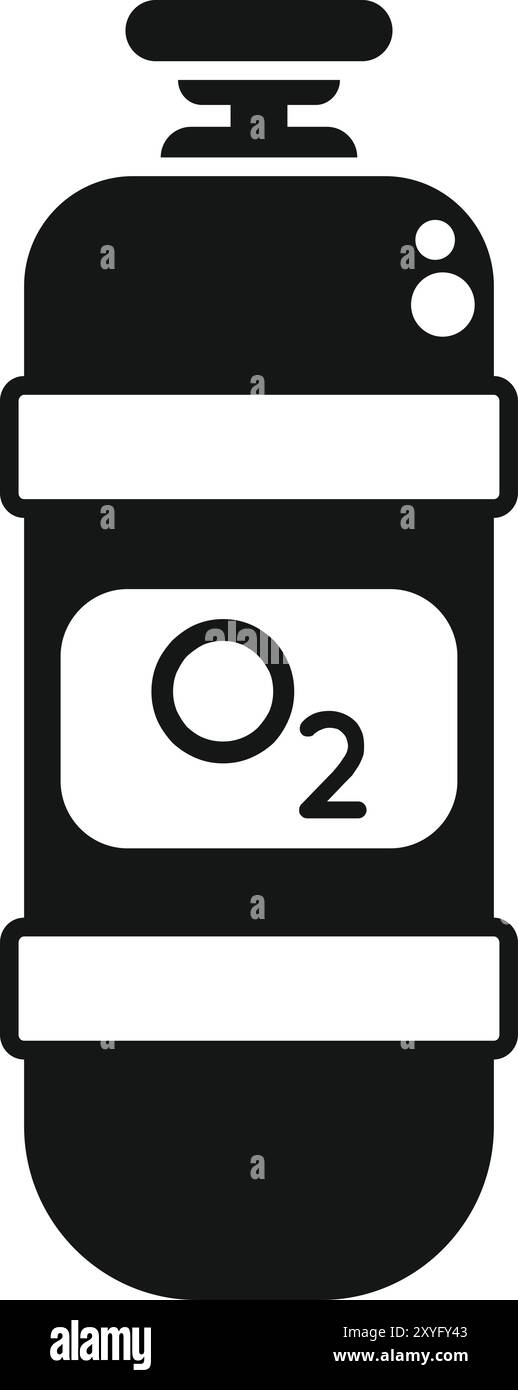 Simple vector icon of an oxygen cylinder, commonly used in healthcare ...