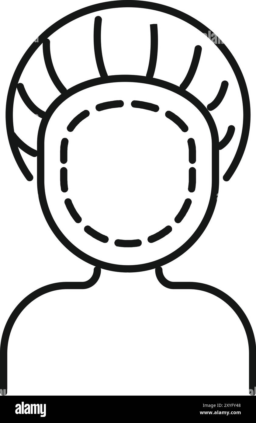 Line icon of a patient recovering after facial plastic surgery with ...