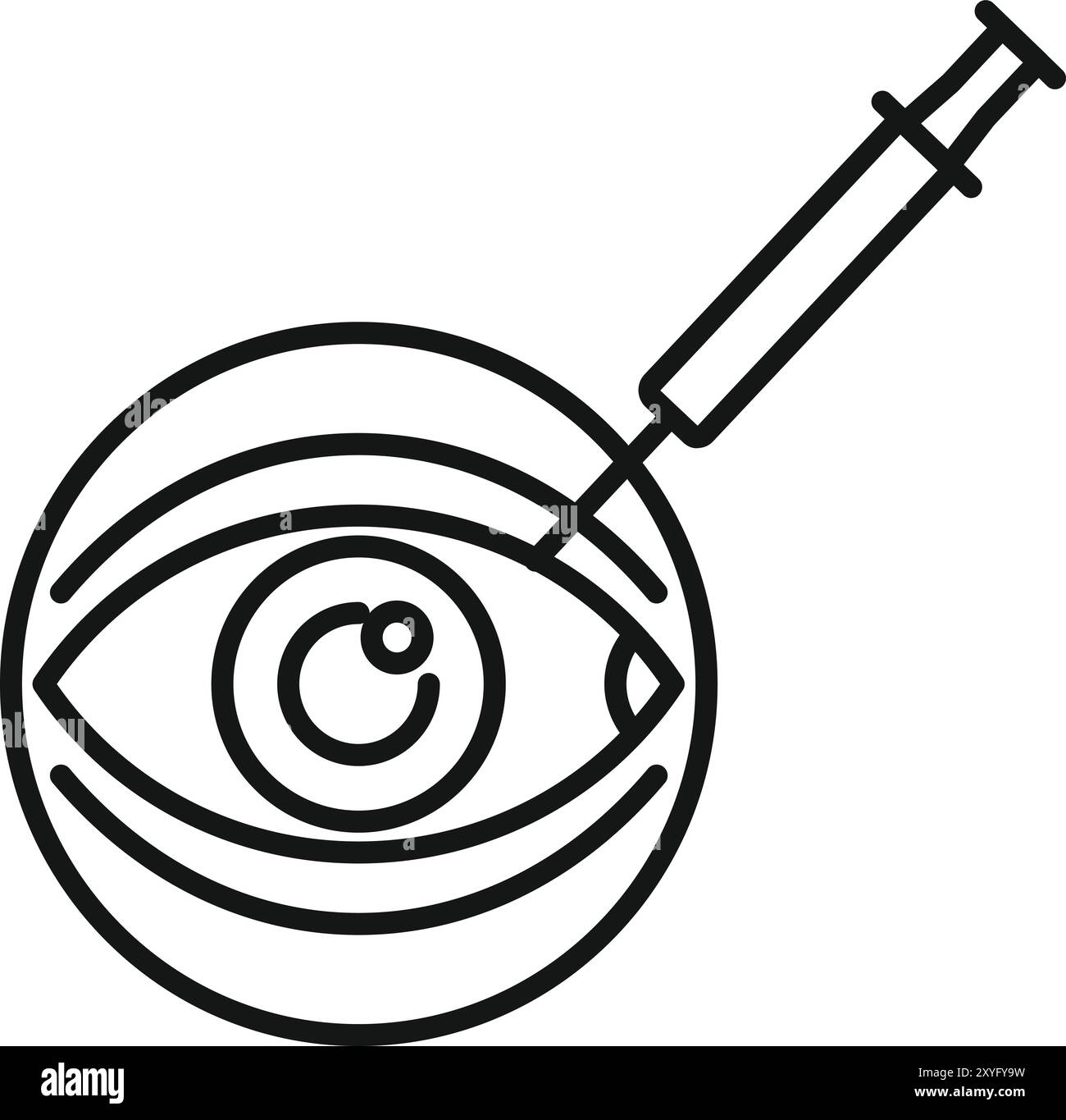 Simple vector icon of a syringe injecting a human eye, representing ...