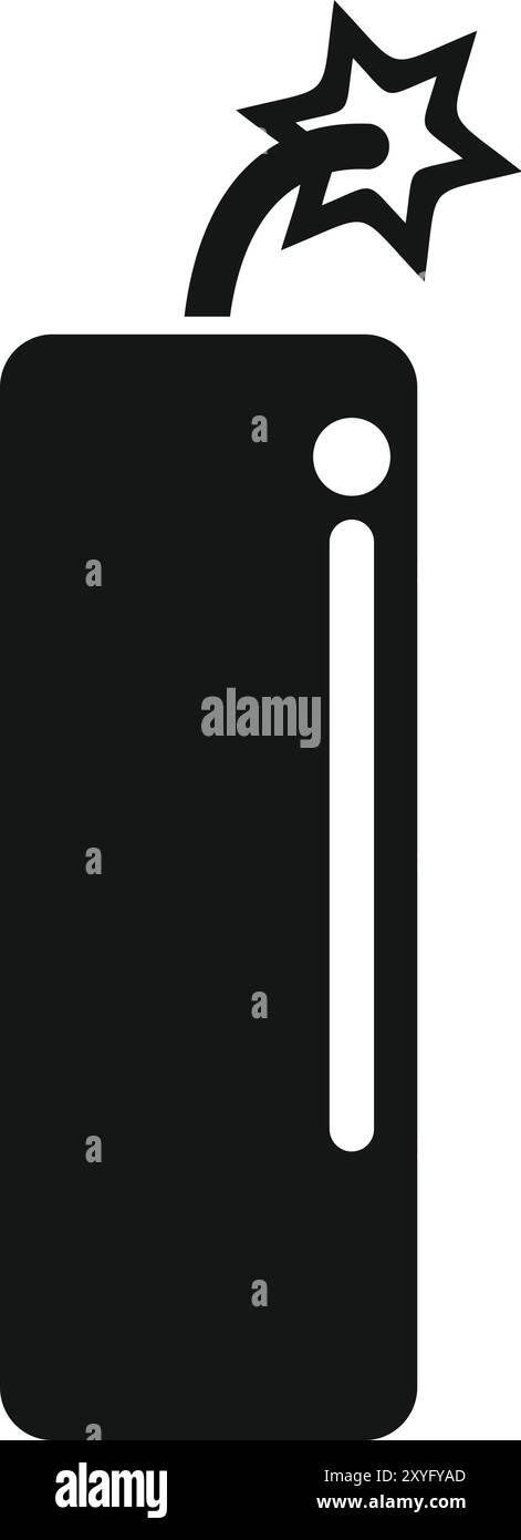 Simple black and white vector illustration of a lit dynamite explosive ...