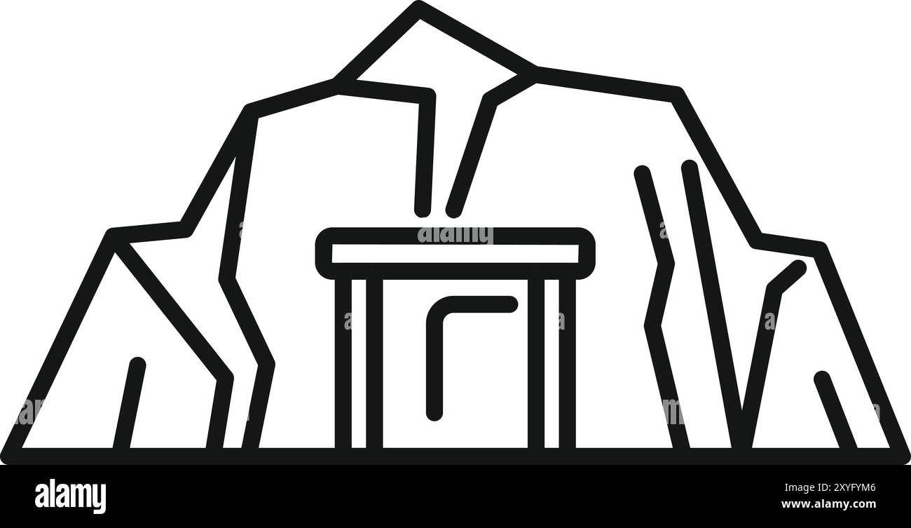 Mining entrance under mountain outline icon representing mineral ...