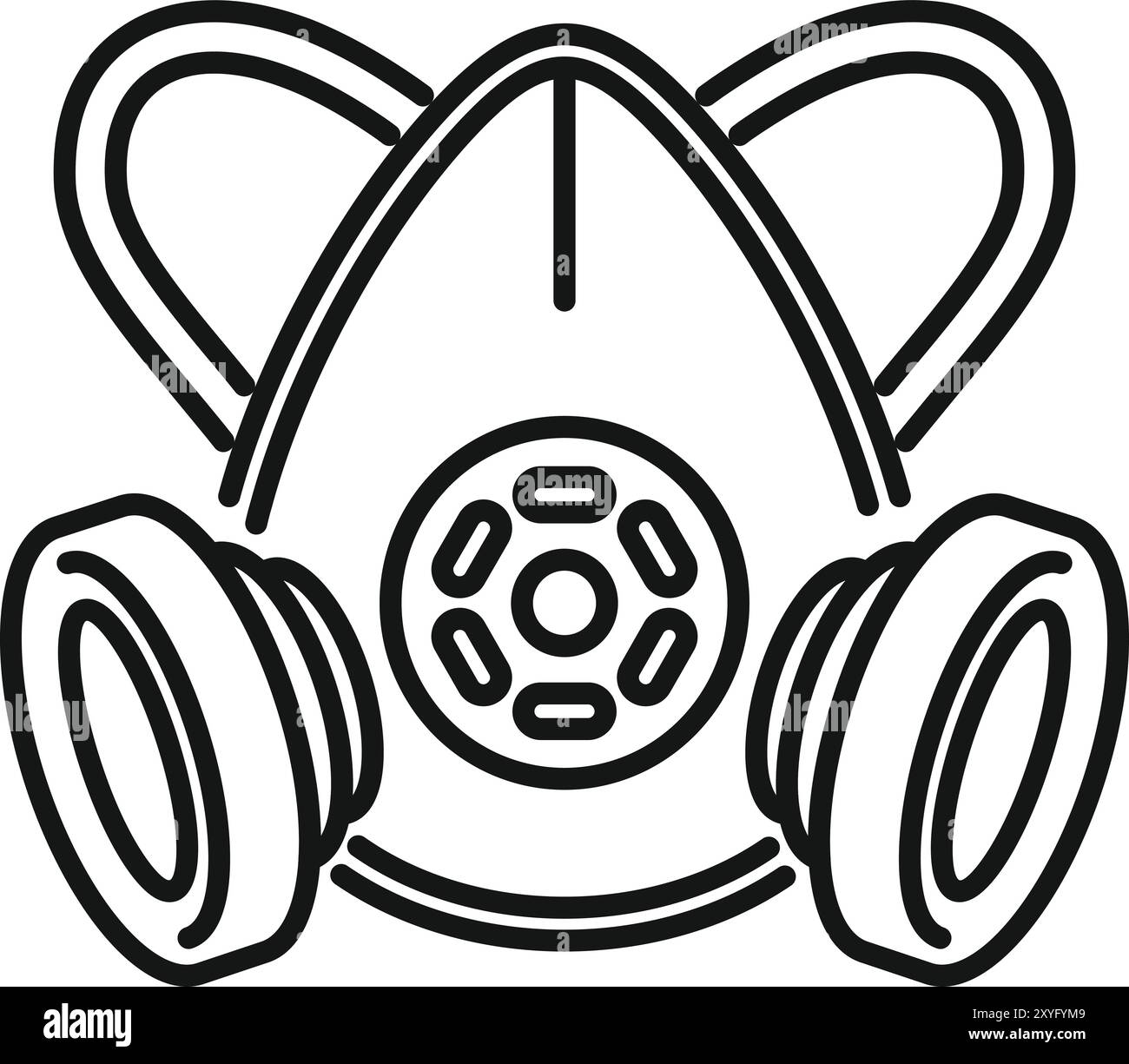 Black and white line drawing of a respirator mask protecting from toxic ...