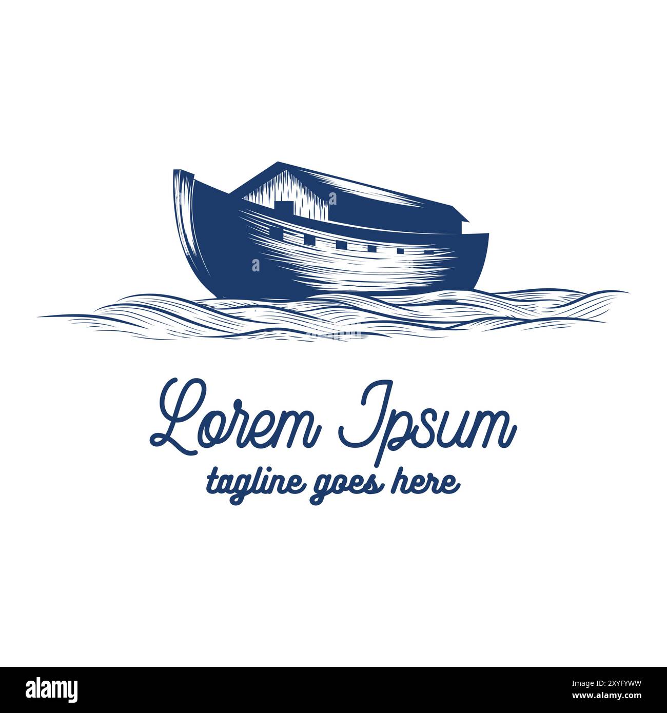 Vintage Retro Floating Wooden Noah Ark Ship Boat Vessel on the Ocean ...