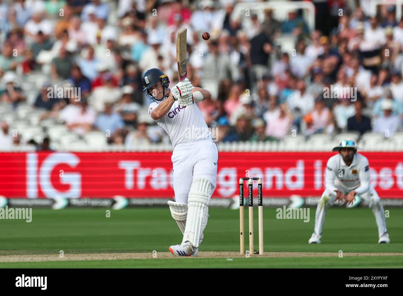 Matthew Potts of England hits a four (4) during the England Men v Sri ...