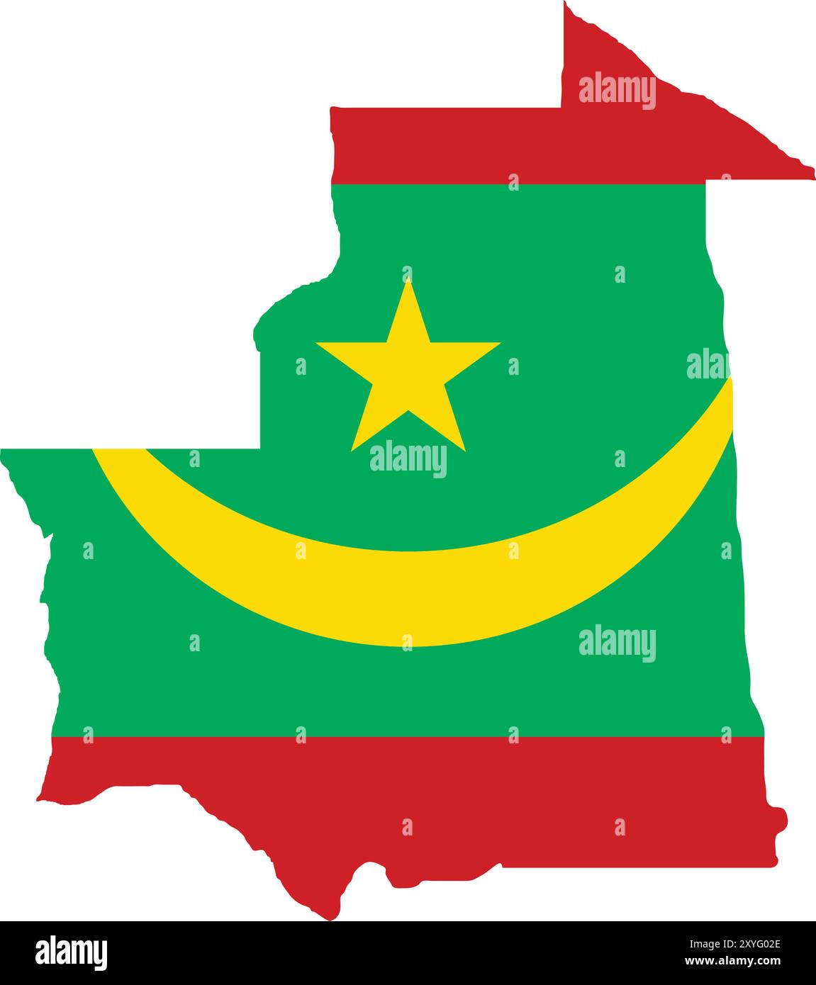 Mauritania Flag in Map, Mauritania Map with Flag, Country Map ...