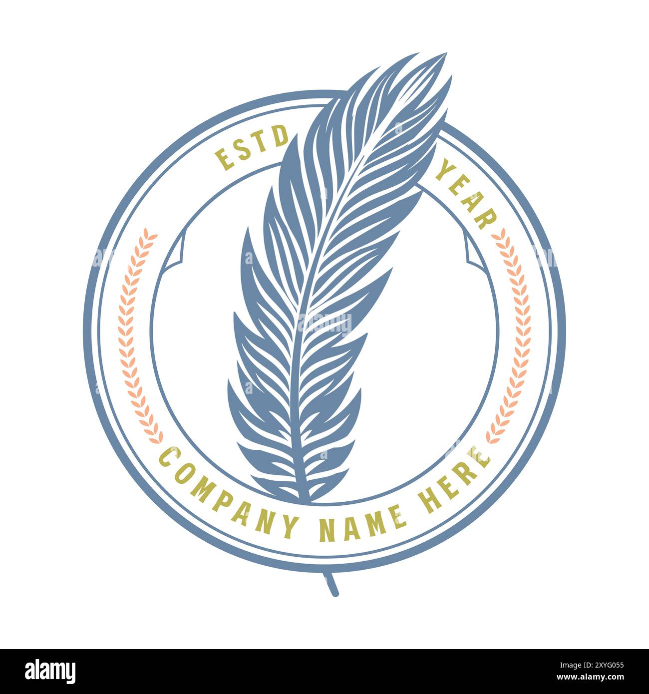 Vintage Retro Quill Feather for Notary Lawyer or Author Badge Emblem ...