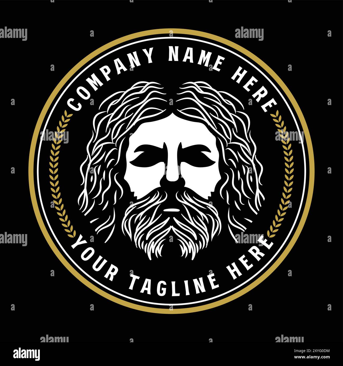 Vintage Greek Old Man Face God Zeus Triton Neptune Philosopher or Noah ...