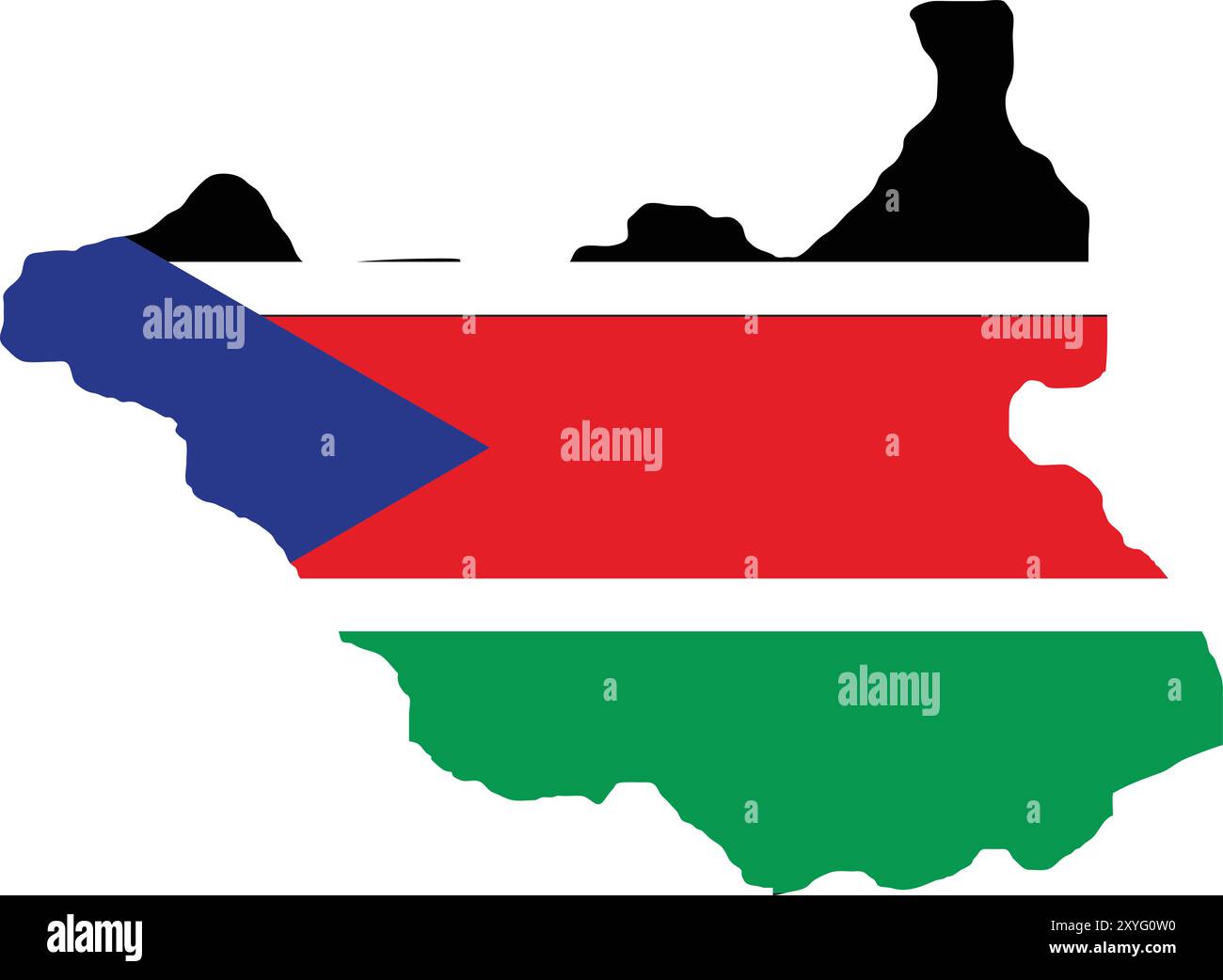 South Sudan Flag in Map, South Sudan Map with Flag, Country Map, South ...