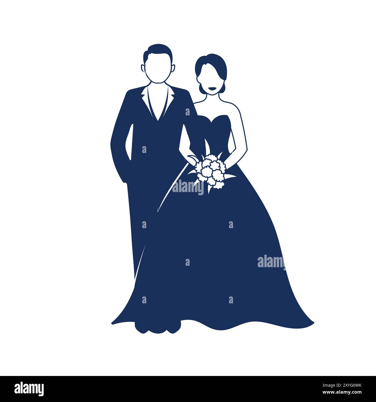 Standing Wedding Couple Groom and Bride Icon Illustration Design Vector ...