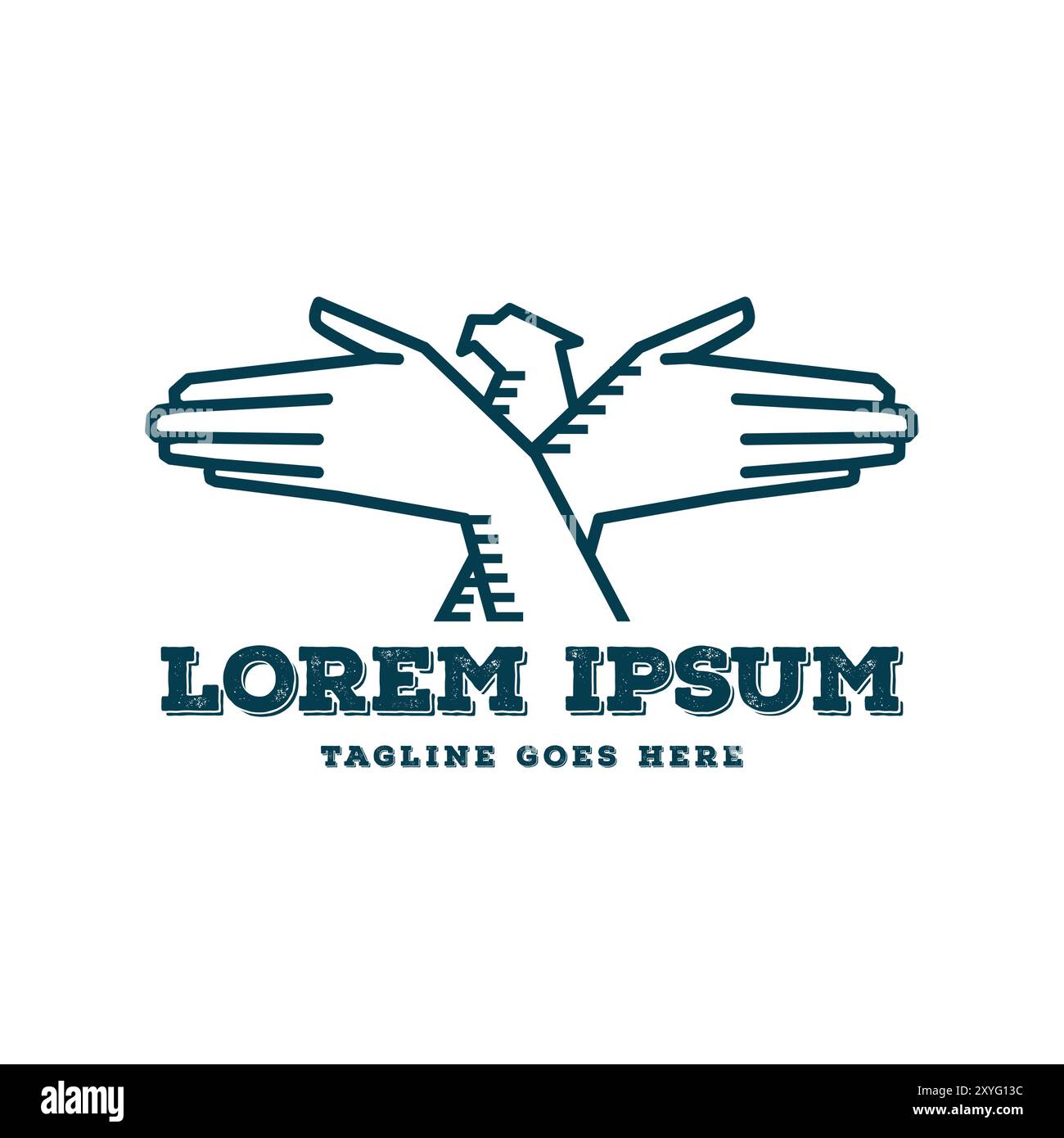 Vintage Retro Hand Shape Eagle Hawk Falcon Line Style Icon Symbol ...