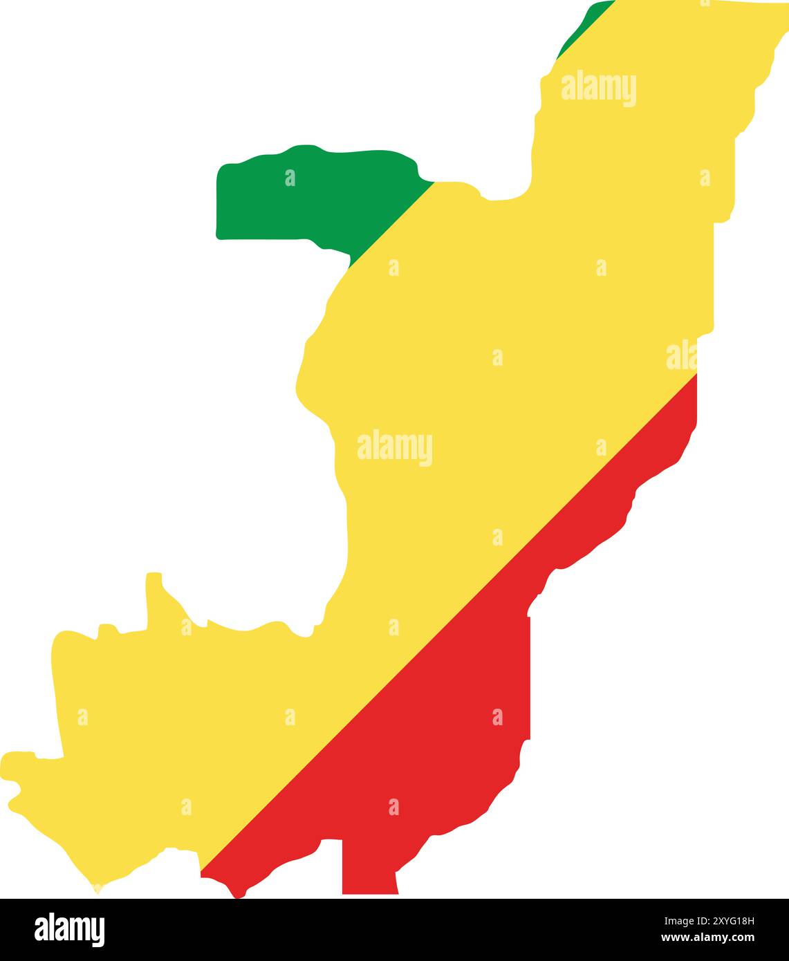 Republic of the Congo Flag in Map, Republic of the Congo Map with Flag ...