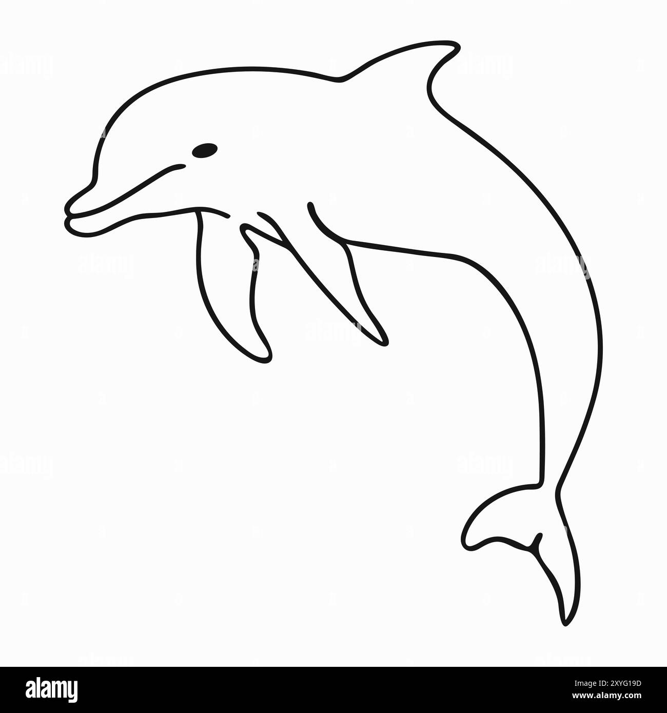 Dolphin icon, line art drawing. Simple abstract illustration in ...