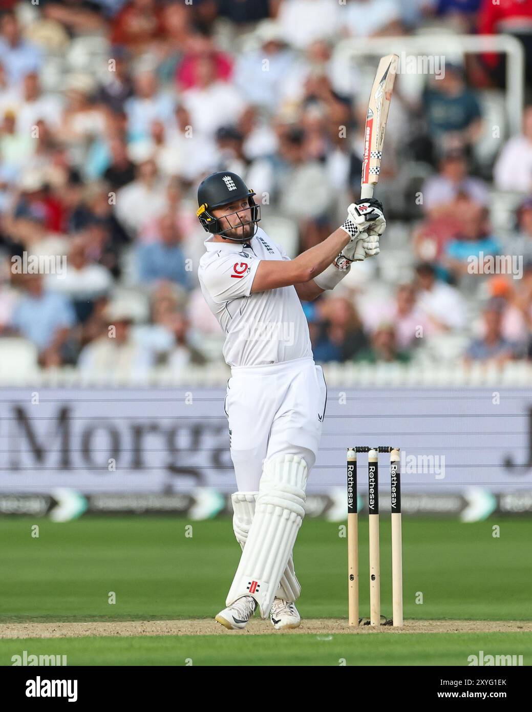 Gus Atkinson of England hits a four (4) during the England Men v Sri ...