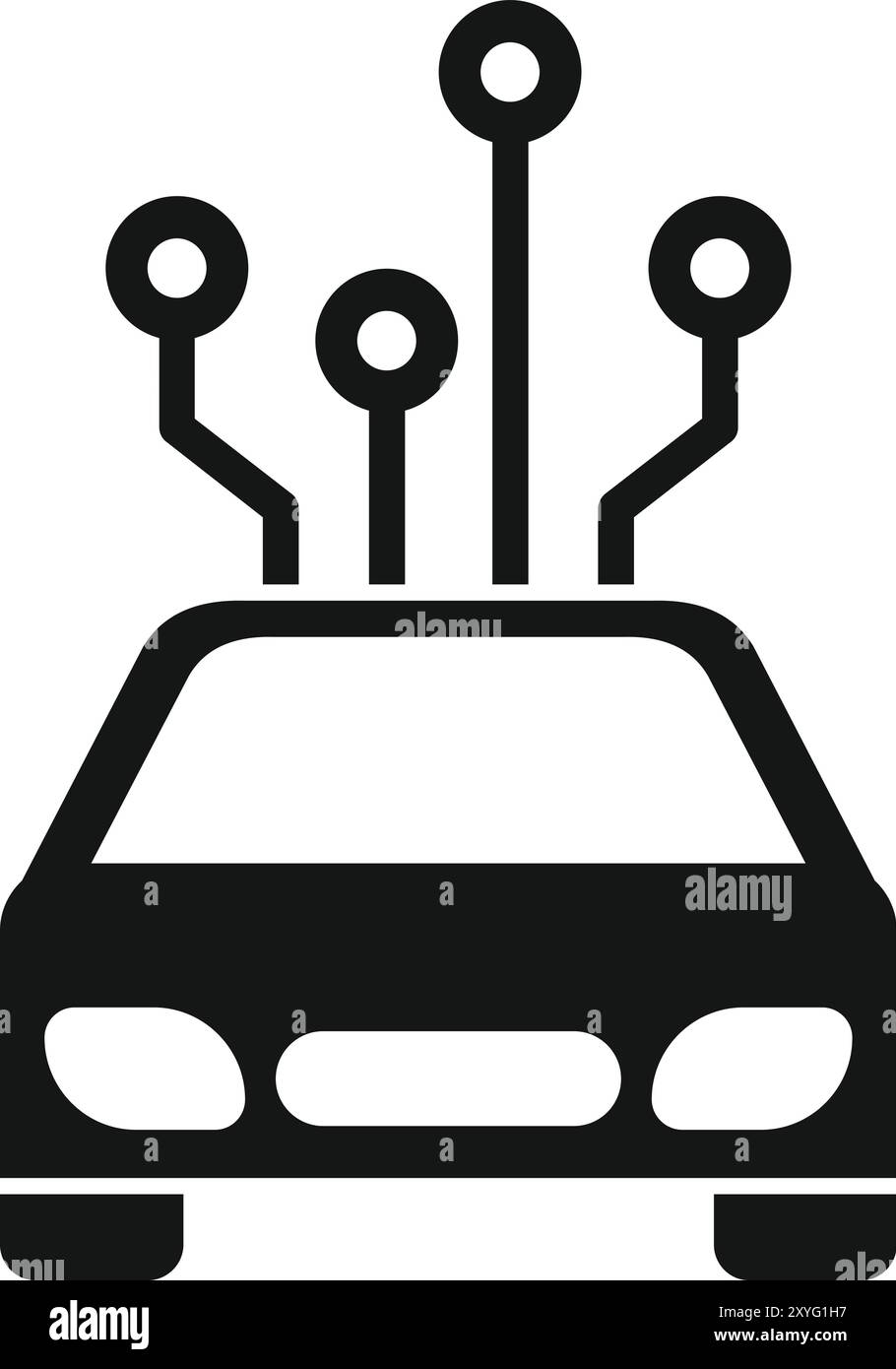 Simple icon of a car connecting to a network, representing concepts ...
