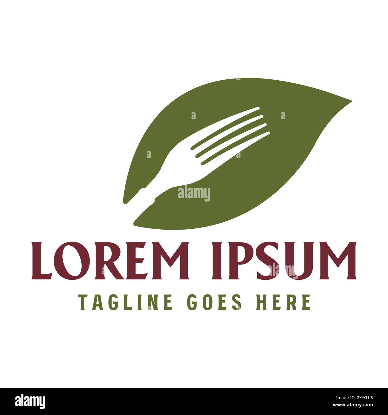 Simple Minimalist Leaf Fork for Herbal Organic Healthy Food Vector ...