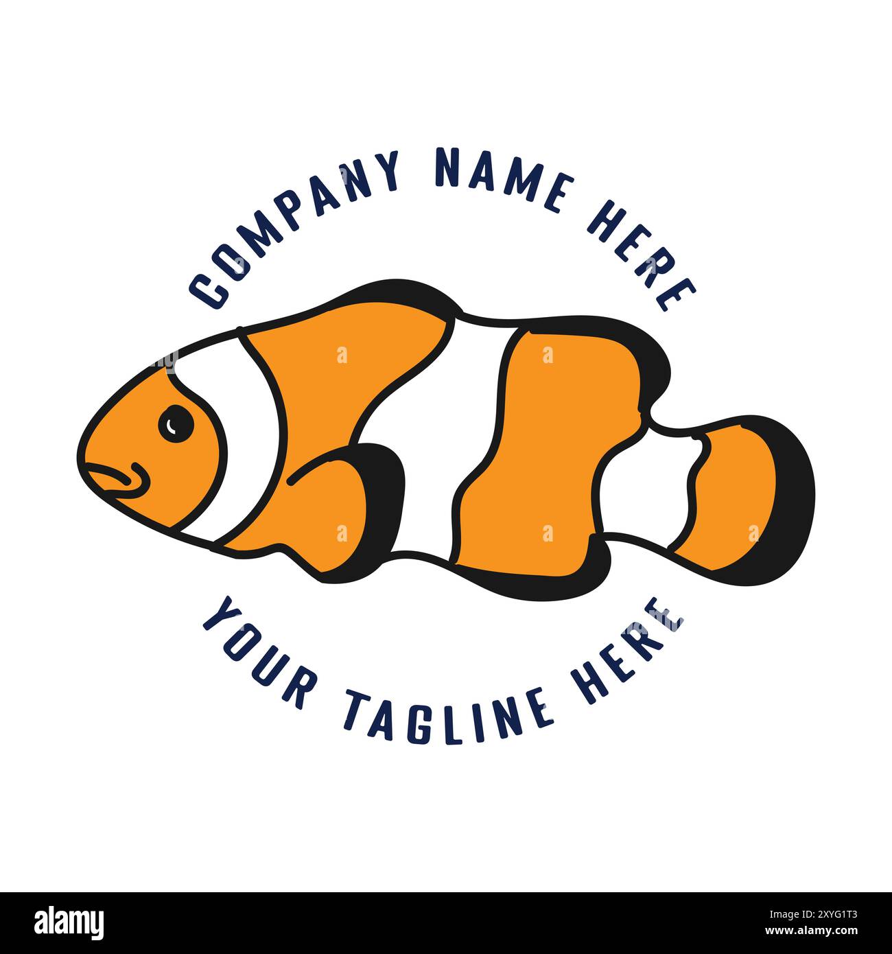 Simple Minimalist Ocean Clown Fish for Diving or Aquarium Illustration ...