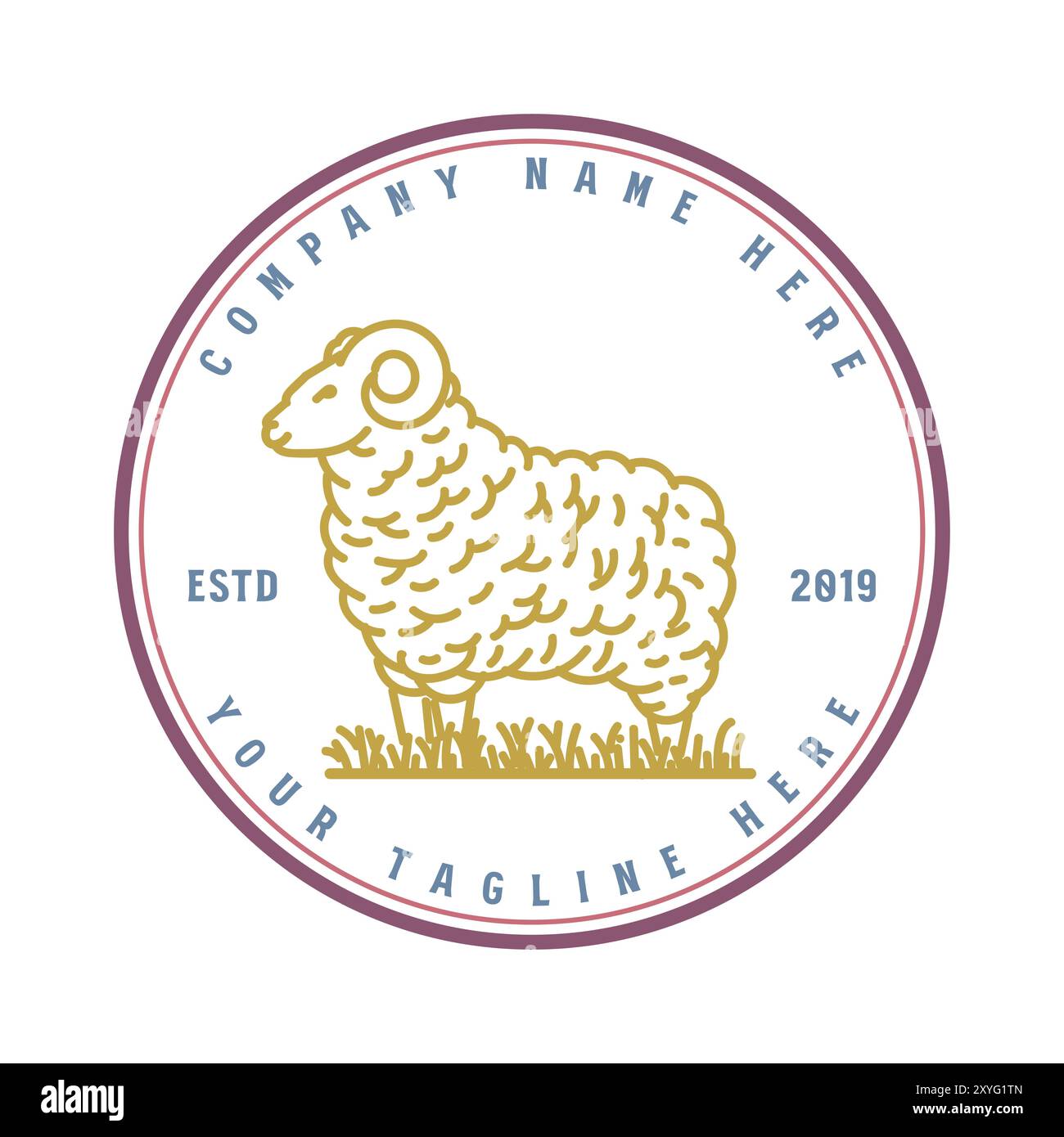Vintage Retro Goat Lamb Sheep Farm Badge Emblem Label Design. Vector ...