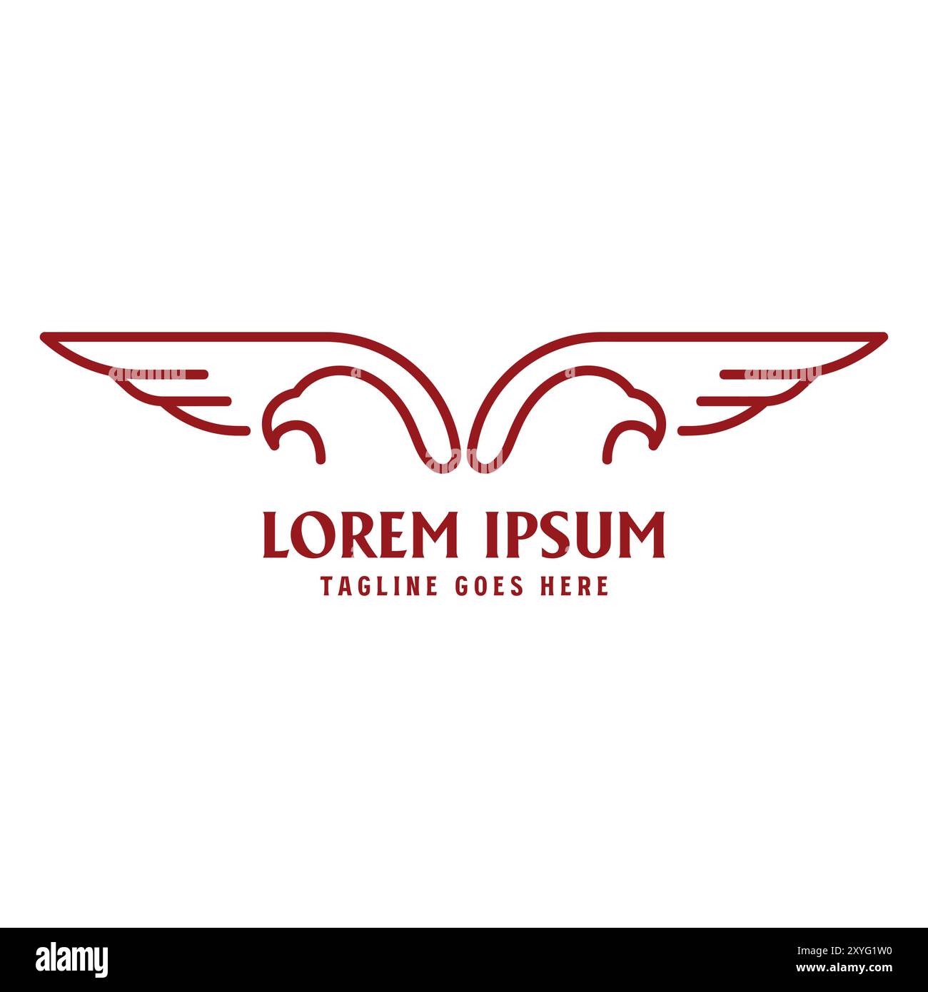 Simple Minimalist Twin Two Double Eagle Falcon Hawk Icon Symbol Line Style Illustration Vector ...