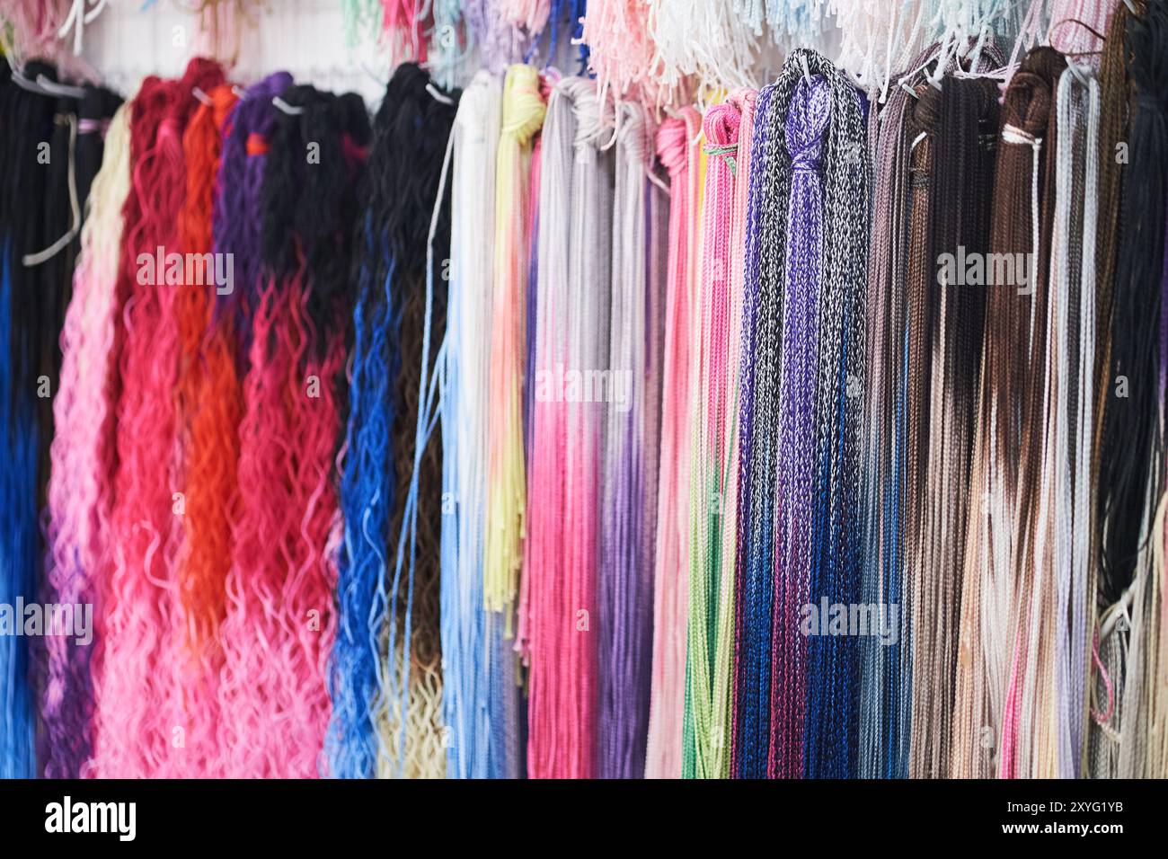 Artificial hair for braiding Afro-pigtails and hairstyles. Saturated ...