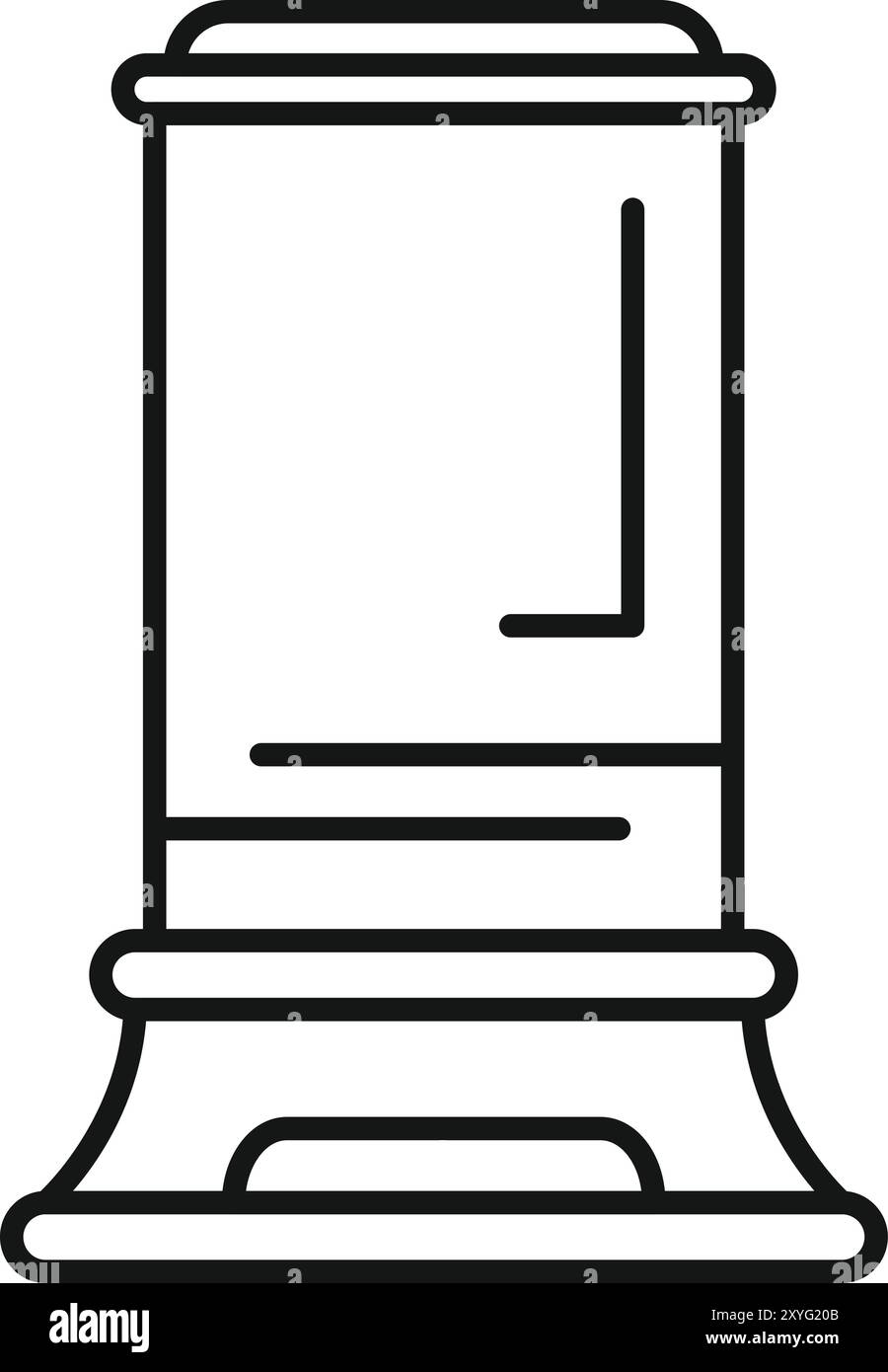 Simple design icon of an outdoor advertising pillar standing on a base ...