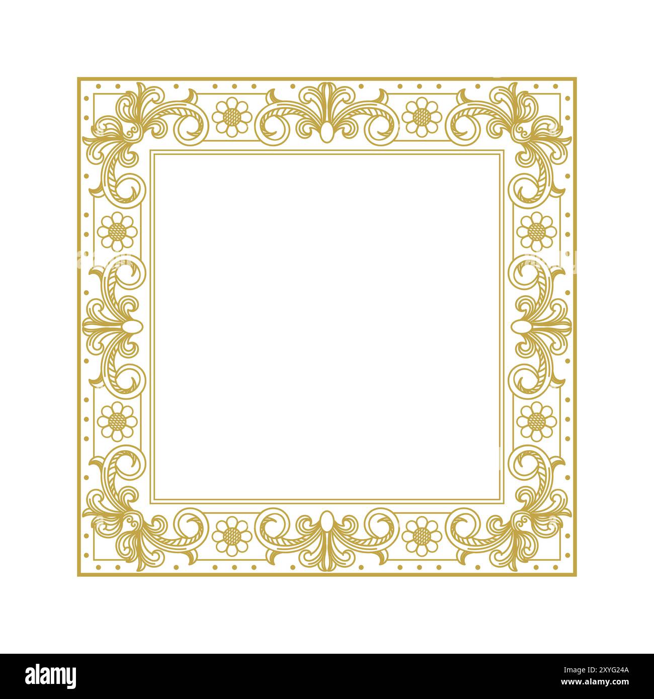 Vintage Golden Square Royal Border Frame with Art Deco Ornaments ...