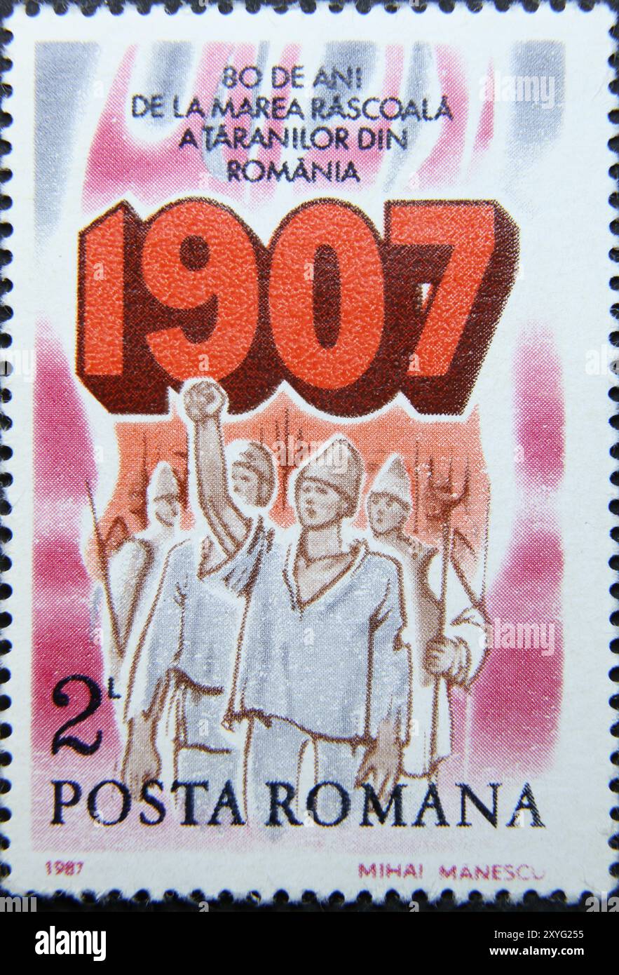 ISTANBUL, TURKEY - APRIL 17, 2021: Romanian stamp shows Peasant ...