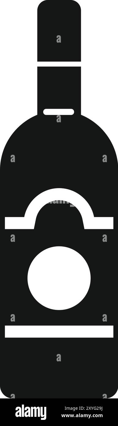 Black bottle of alcohol with blank label icon in simple style isolated ...